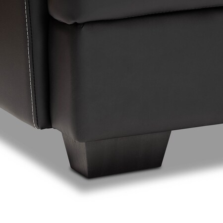 Dobson Black Leather Sectional Sofa with White Stitching